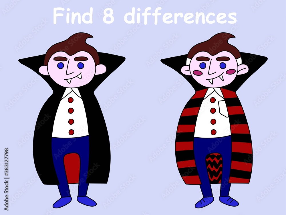 Find 8 differences of vampire stock vector illustration. Cartoon ...