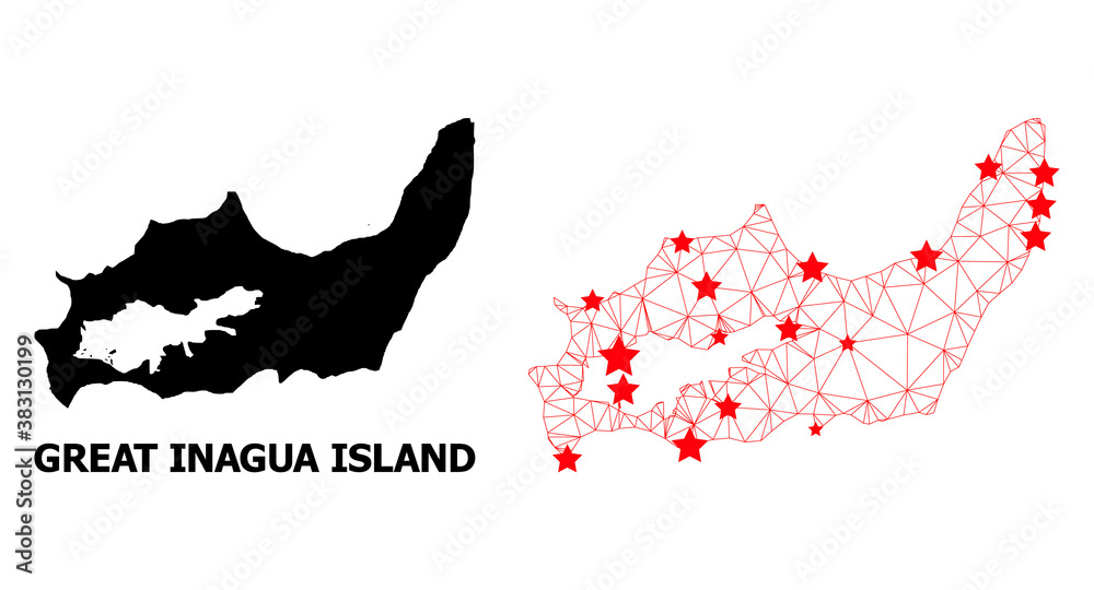 2D polygonal and solid map of Great Inagua Island. Vector model is ...