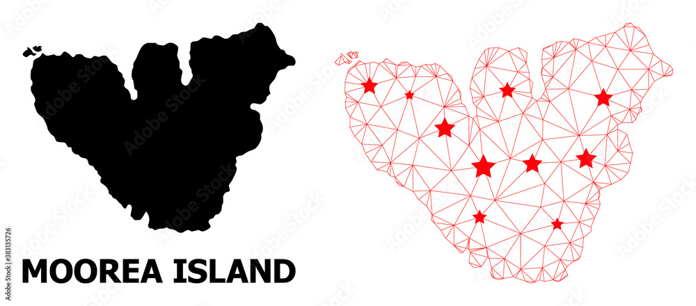 Network polygonal and solid map of Moorea Island. Vector model is ...