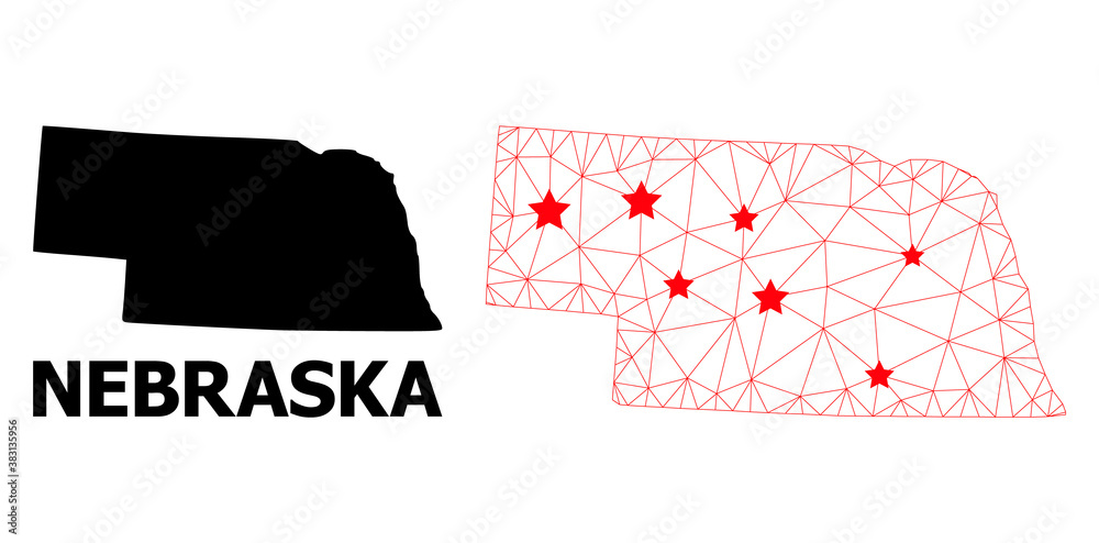 2D polygonal and solid map of Nebraska State. Vector model is created ...