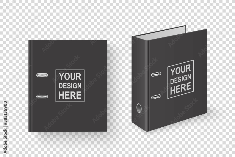 Vector 3d Closed Realistic Black Blank Office Binder with Metal Rings ...