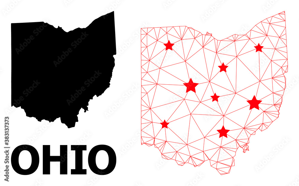 2D polygonal and solid map of Ohio State. Vector model is created from ...