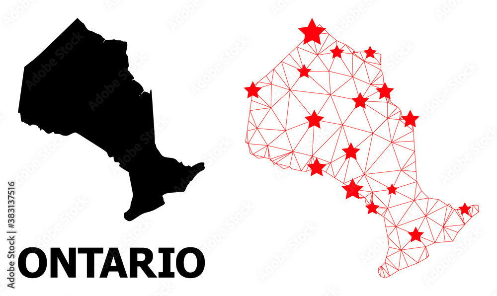 Mesh polygonal and solid map of Ontario Province. Vector structure is ...