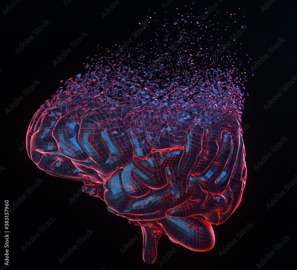 Human brain exploding over black background Stock Illustration | Adobe ...