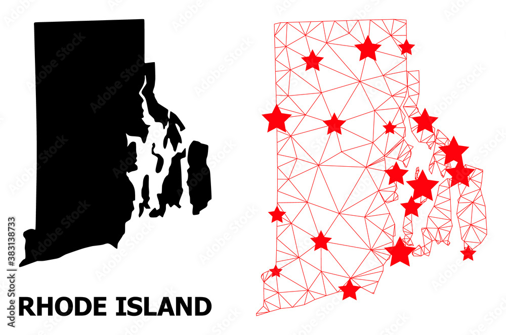 Wire frame polygonal and solid map of Rhode Island State. Vector model ...