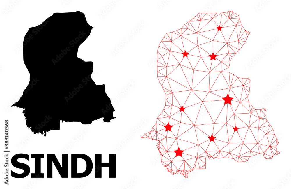 2D polygonal and solid map of Sindh Province. Vector structure is ...