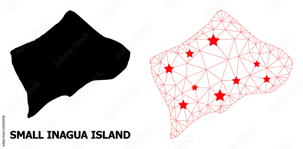 2D polygonal and solid map of Small Inagua Island. Vector model is ...