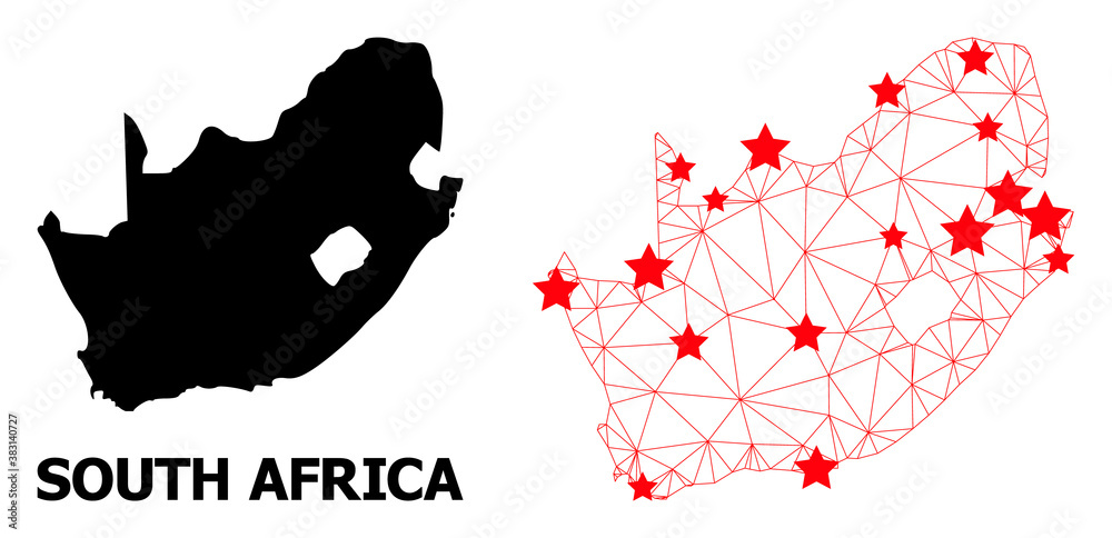 Mesh polygonal and solid map of South African Republic. Vector ...