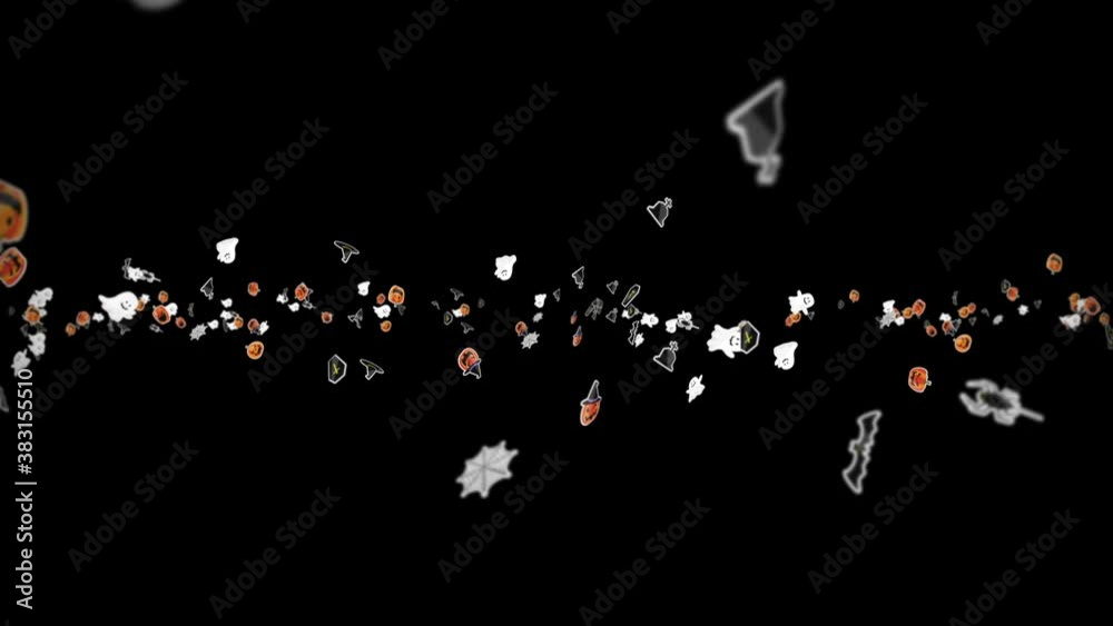 Flying many Halloween monsters on black background. Paper art, Pumpkins ...