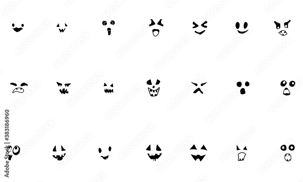 Set of Ghost Face Vector Illustration Silhouette Stock Vector | Adobe Stock