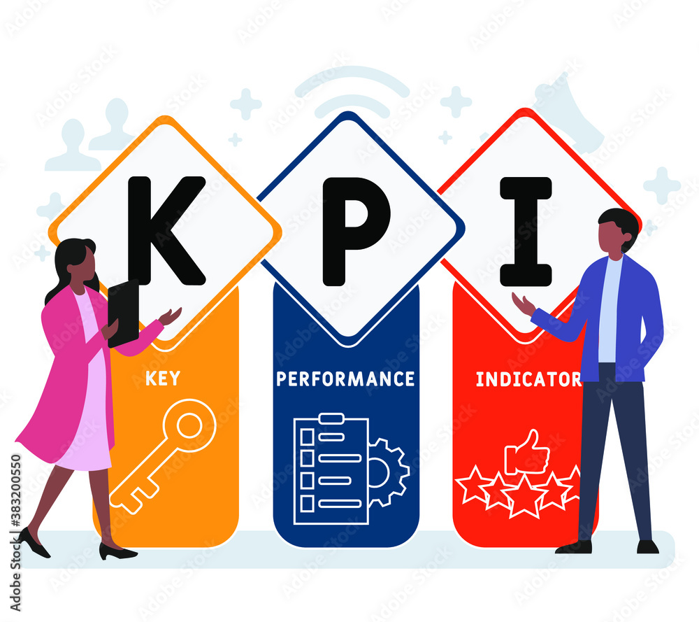 Flat design with people. KPI - key performance indicators acronym ...