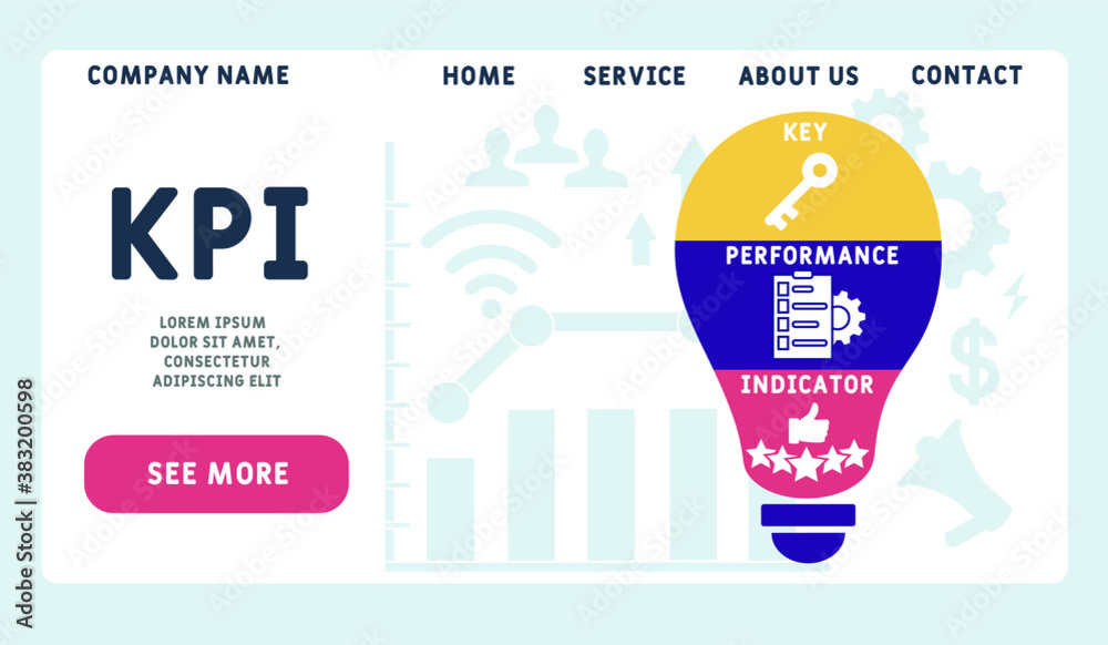 Vector website design template . KPI - key performance indicators ...