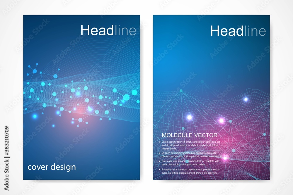 Scientific brochure design template. Vector flyer layout, Molecular ...