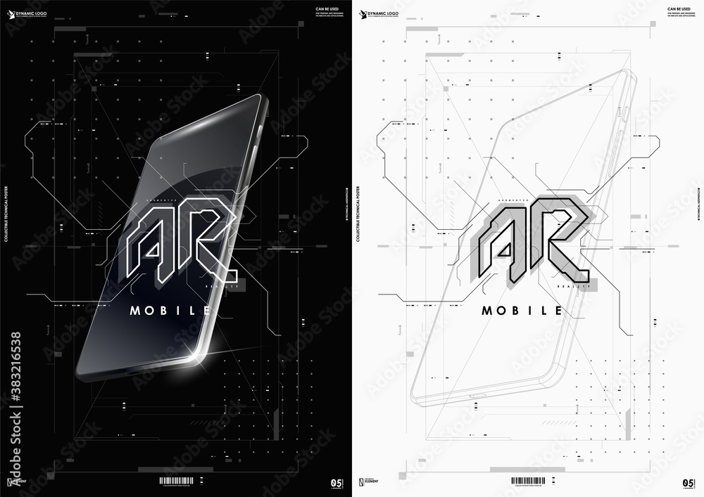 Augmented Reality logo with hud elements. Futuristic abstract template ...