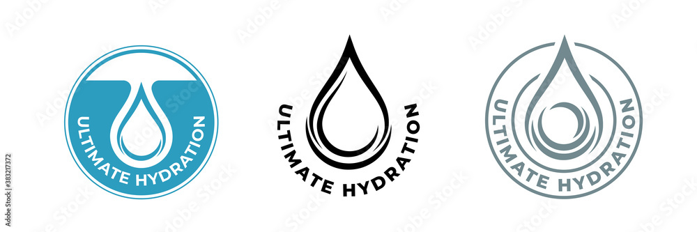 Hydration water drop icon, moisturizing skincare cosmetic products ...