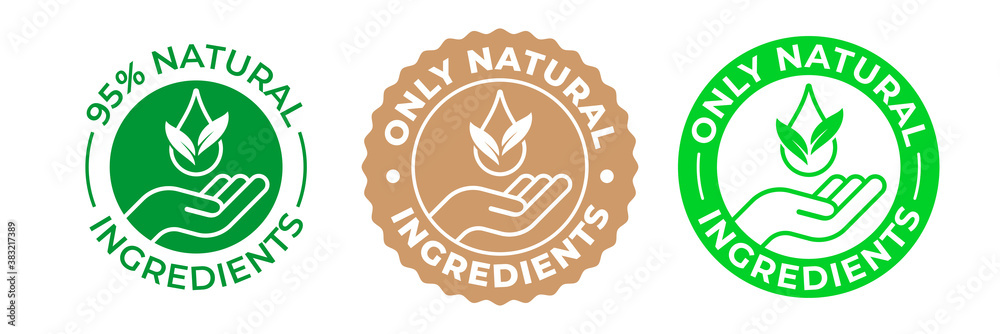 Natural ingredients product icon, green organic bio vector logo with ...