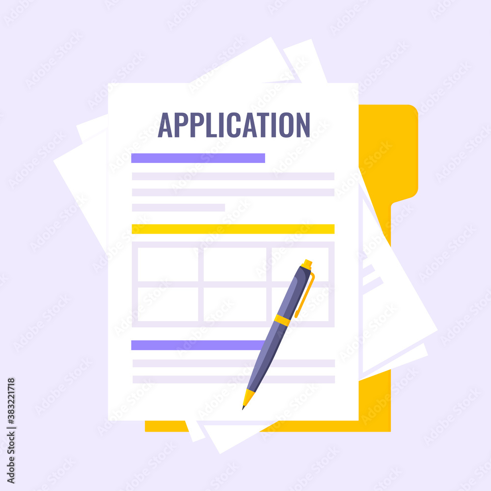 Application document form submit flat style design icon sign vector ...