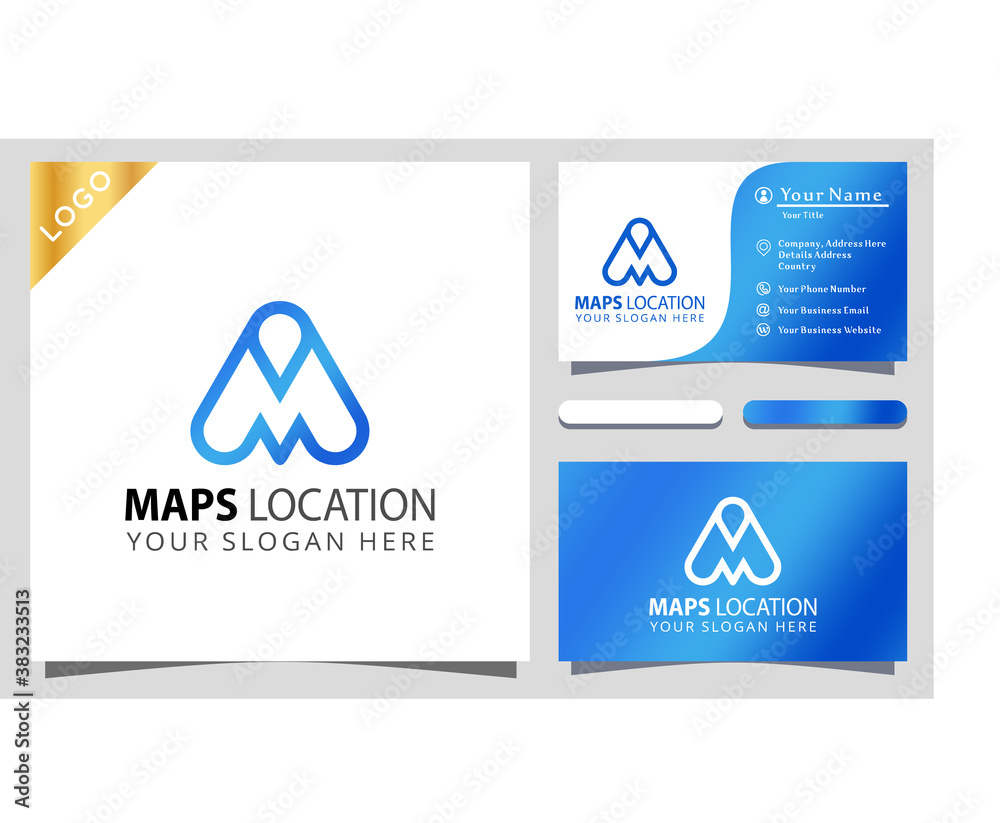 Letter M Pin Maps Location logo design element illustrator, business ...