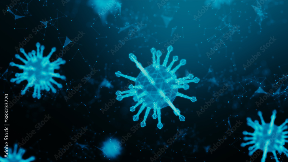 3D Rendering wireframe virus for Covid-19 Coronavirus outbreak concept ...