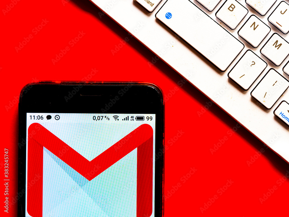 In this photo illustration a Gmail - Email by Google logo is seen ...