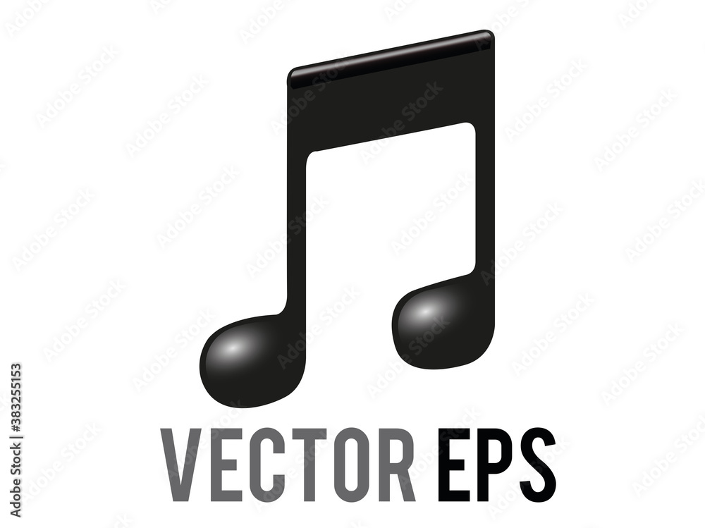 Vector black music note emoji icon, beamed pair of eighth musical notes ...