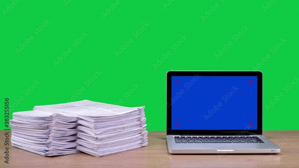 Stop motion animation Stacks overload document paper files and Blue ...