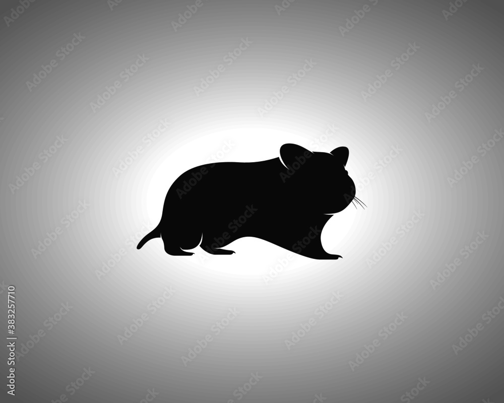 Hamster Silhouette on White Background. Isolated Vector Animal Template ...