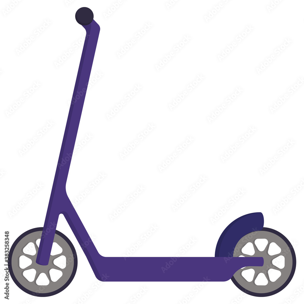 Purple kick scooter in cartoon style. Alternative city transports ...