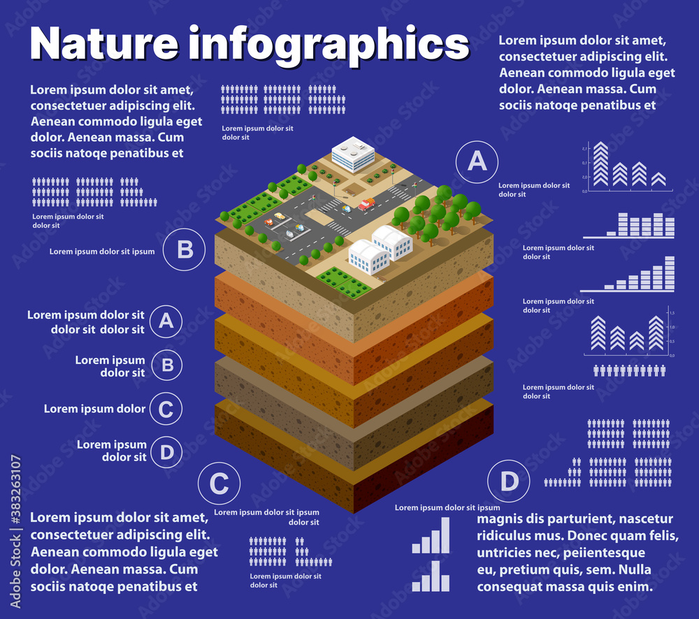 Infographics nature Geological and underground layers of soil under the ...