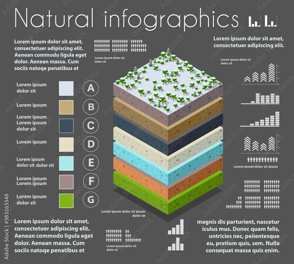 Infographics nature Geological and underground layers of soil under the ...