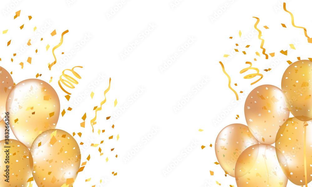 Group of golden balloon on white background for special occassion ...