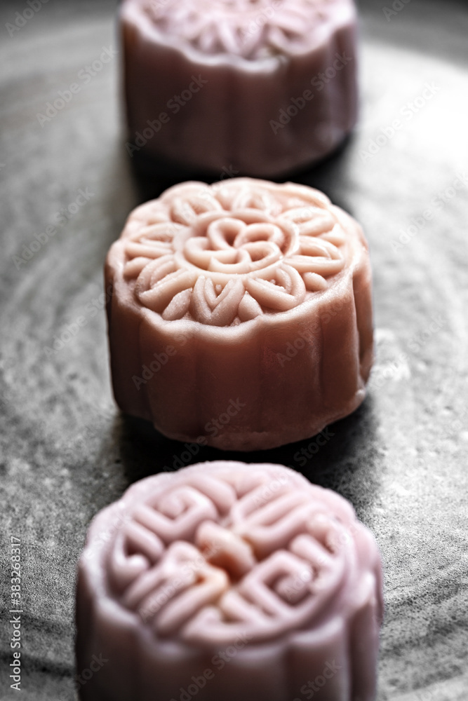 Pastel color Mooncake with Soybean paste and salted egg filling for ...