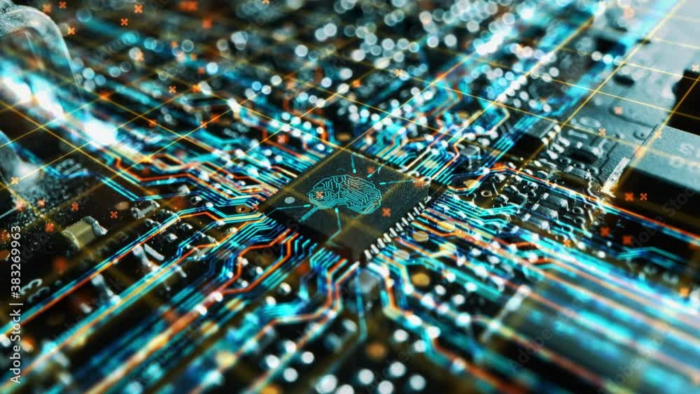 Futuristic Technology Concept Visualization: Motherboard CPU Processor ...