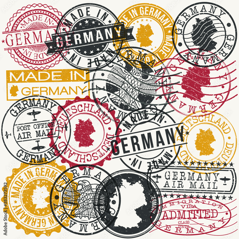 Germany Set of Stamps. Travel Passport Stamp. Made In Product. Design ...