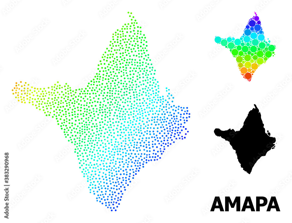 Mesh polygonal and solid map of Amapa state. Vector model is created ...