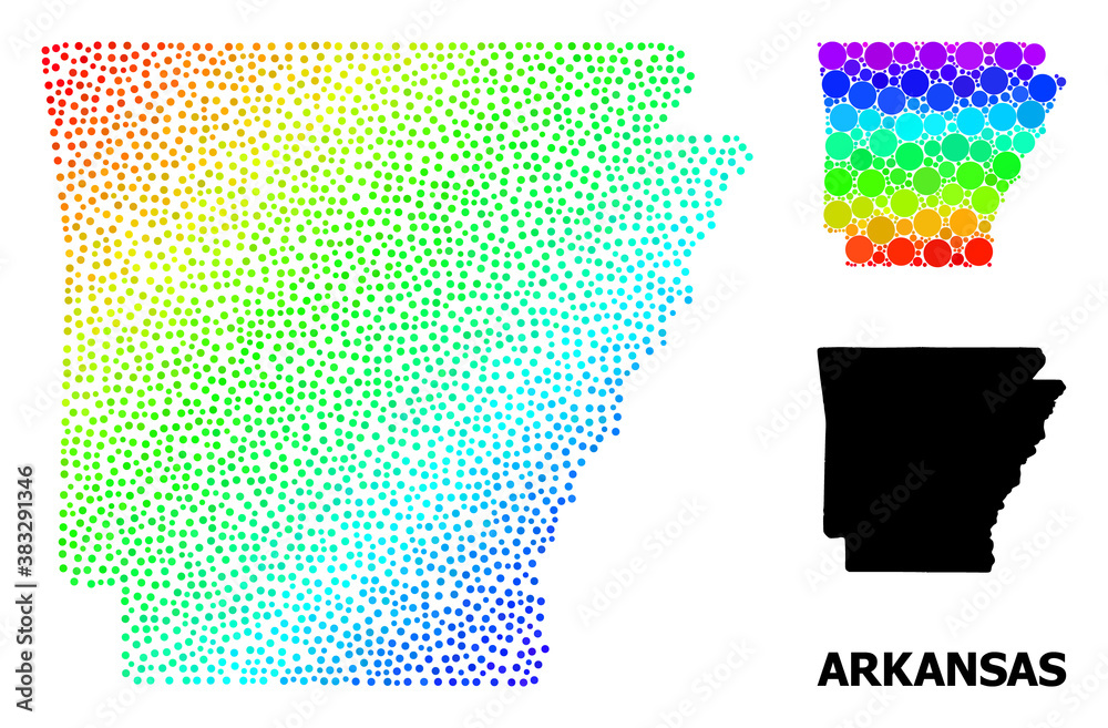 Mesh polygonal and solid map of Arkansas State. Vector structure is ...