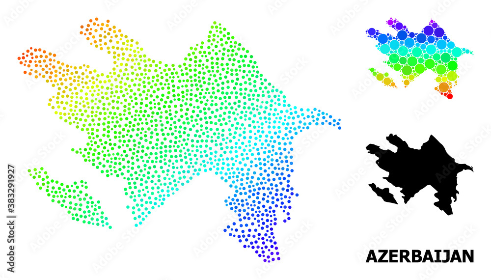 Mesh polygonal and solid map of Azerbaijan. Vector model is created ...