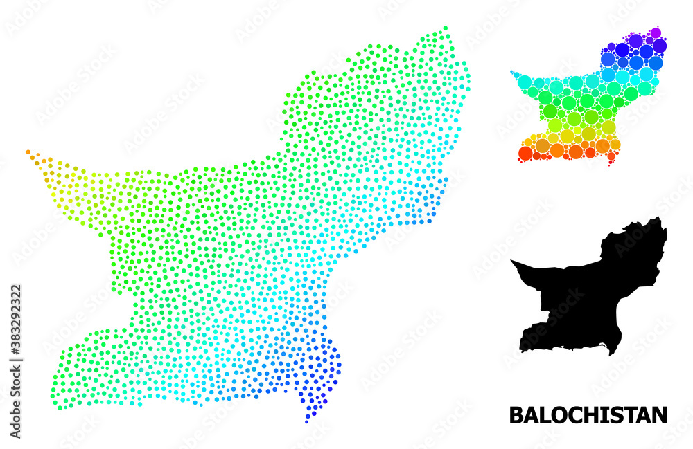 Network polygonal and solid map of Balochistan Province. Vector ...