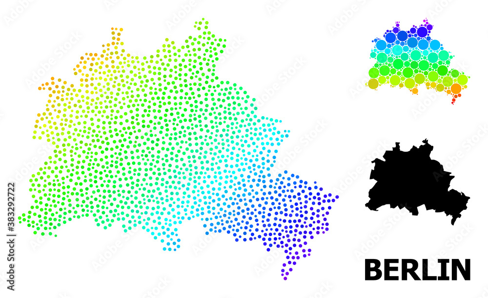 Carcass polygonal and solid map of Berlin City. Vector structure is ...