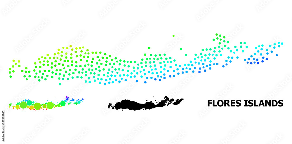 Pixelated rainbow gradient, and solid map of Indonesia - Flores Islands ...