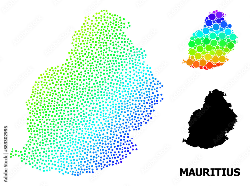 Vecteur Stock Pixelated rainbow gradient, and monochrome map of ...