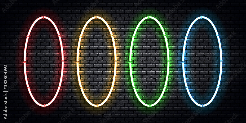 Vector set of realistic isolated neon sign of vertical frame for ...