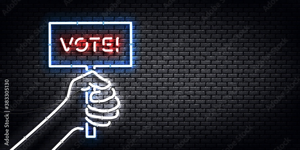 Vector realistic isolated neon sign of Vote logo for invitation flyer ...