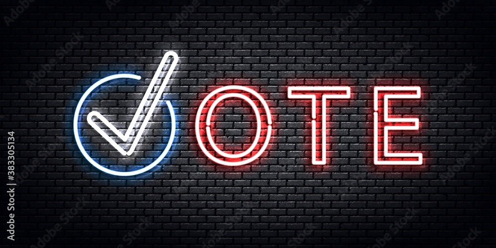 Vector realistic isolated neon sign of Vote logo for invitation flyer ...