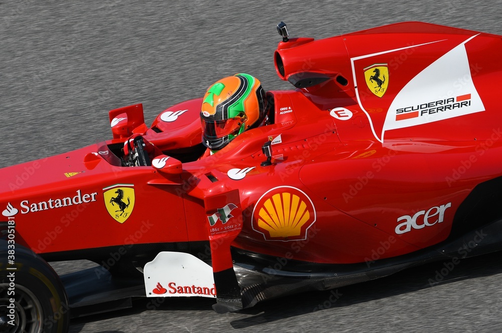 MUGELLO, IT, November, 2015: unknown drives historic Ferrari F1 of year ...