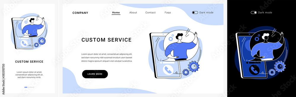 Custom service website UI kit. consumer making purchase, website live ...