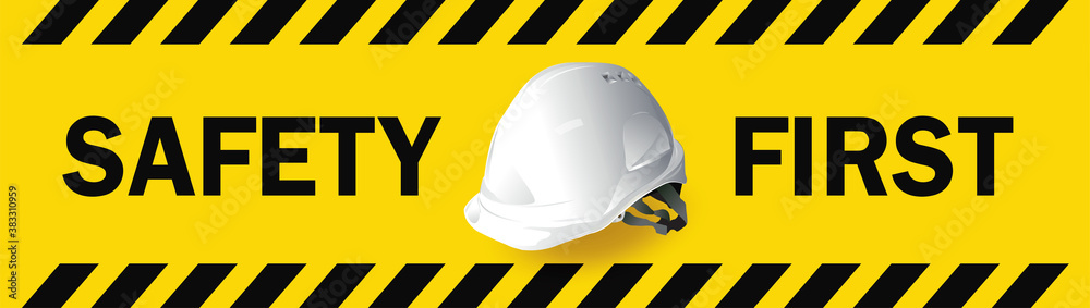 work safety, Engineer helmet on yellow background, safety equipment ...