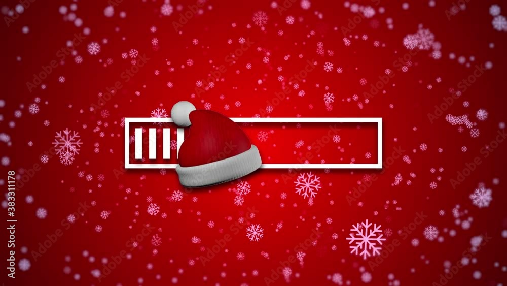 3d model of Santa Claus Christmas Hat moving along a loading bar, with ...