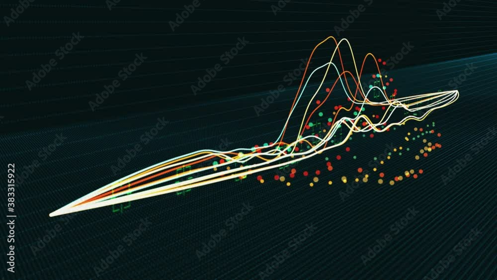 Curved wavy distribution graph that represents analysis, statistic ...