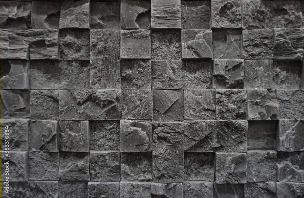 Grey cladding wall made of stoneware with interlocking tiles Stock ...